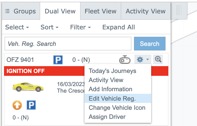 How to quickly change Vehicle registration number